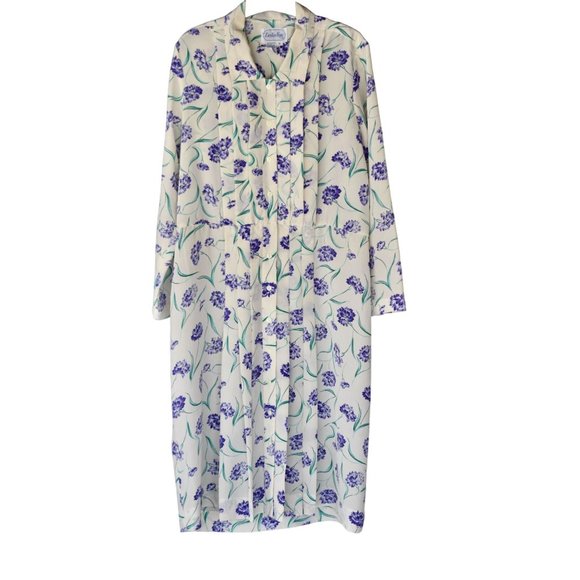 Leslie Fay | Dresses | Womens Vintage 9s Leslie Fay Ivory Purple Floral ...